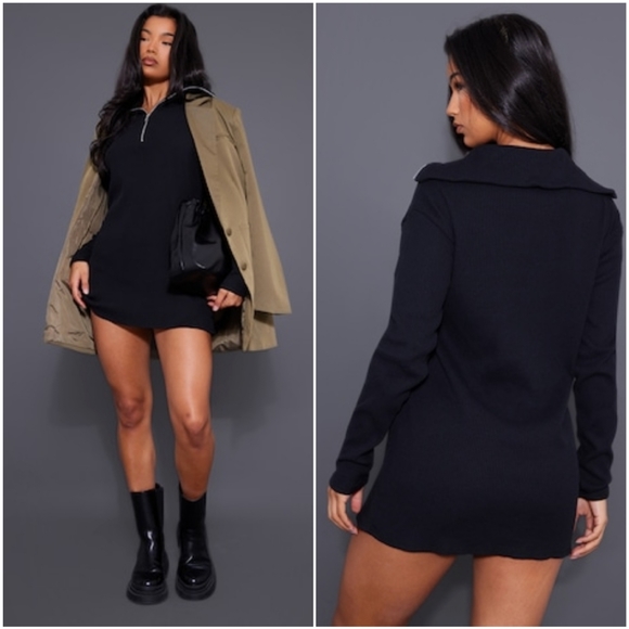 Missguided | Dresses | New Missguided Half Zip Sweatshirt Dress Sporty ...